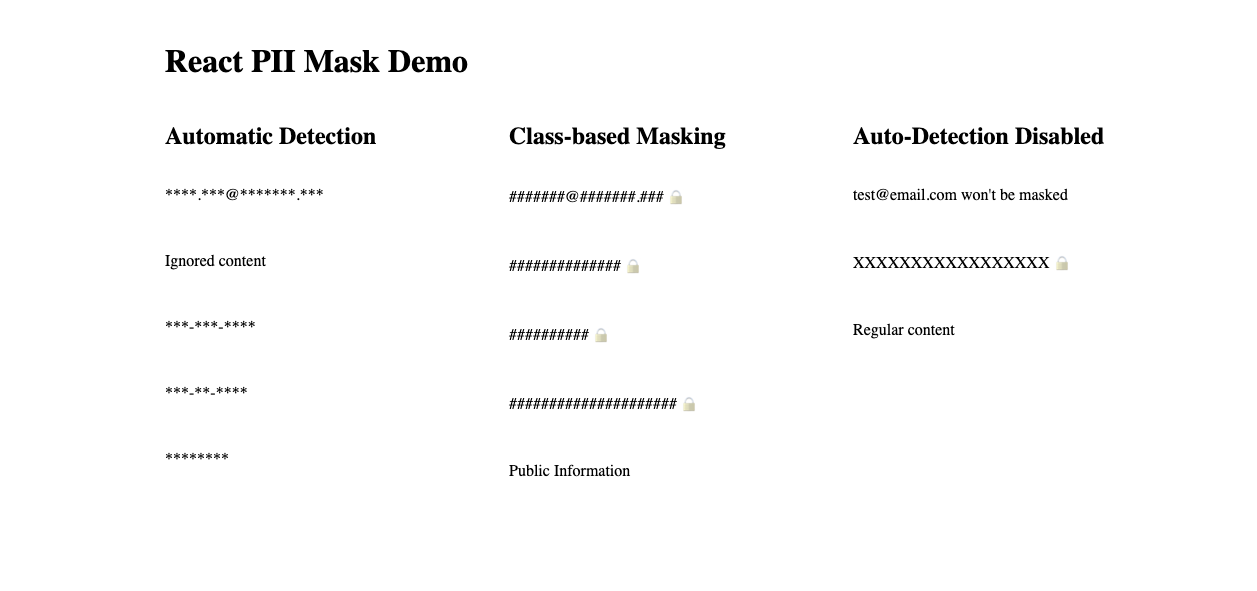 GitHub - dschoon/react-pii-mask: React component for automatically masking Personally ...